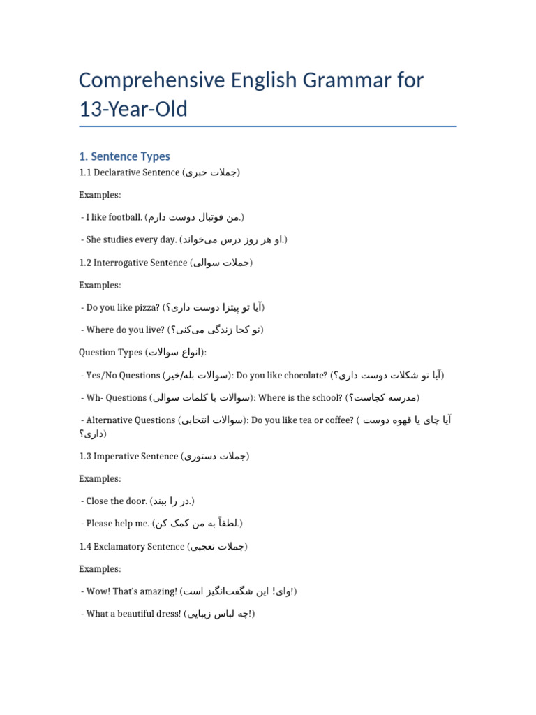 Complete English Grammar For 13 Year Old v2 | PDF
