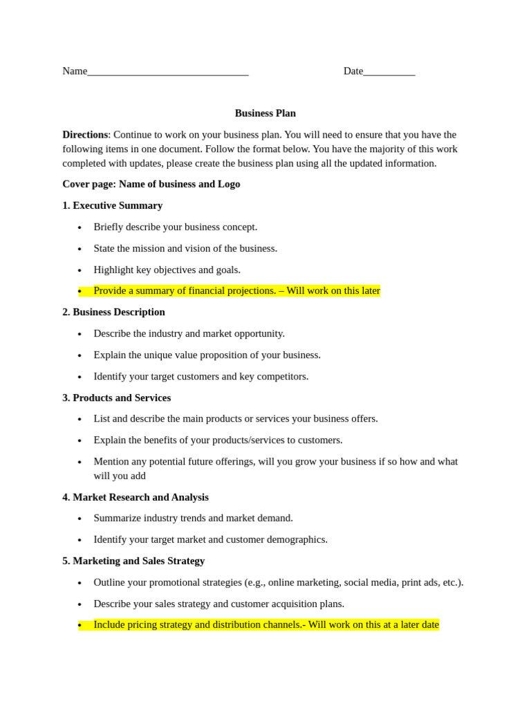 Business Plan Format | PDF