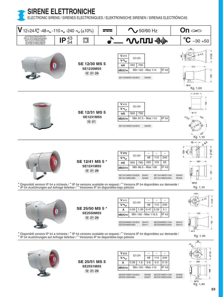 Acr Sistemas Industriais Sirene Industrial Caracteristicas Tecnicas Se ...
