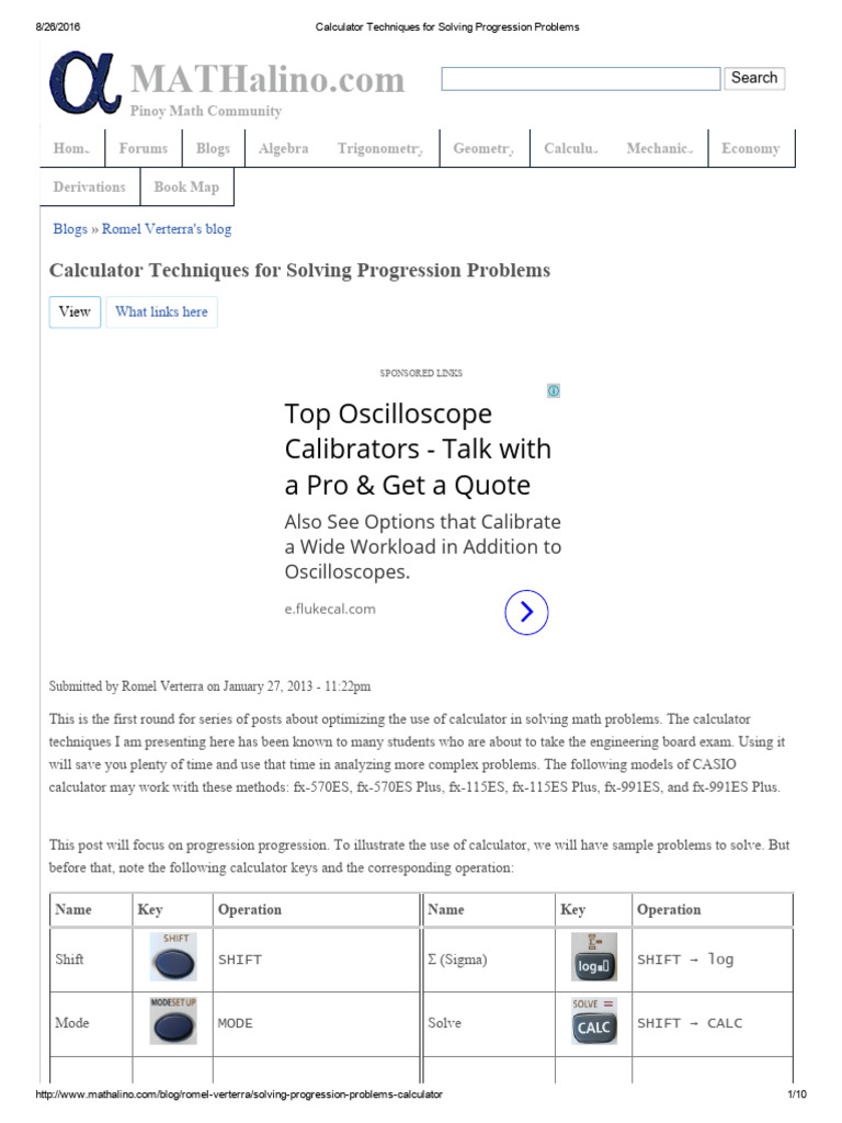 Pdfcoffee.com Calculator Techniques for Solving Progression Problems 3 PDF Free | PDF ...
