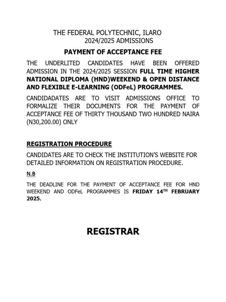 HND WEEKEND and ODFEL PROGRAMMES - 1738743168 | PDF | Qualifications | Vocational Education