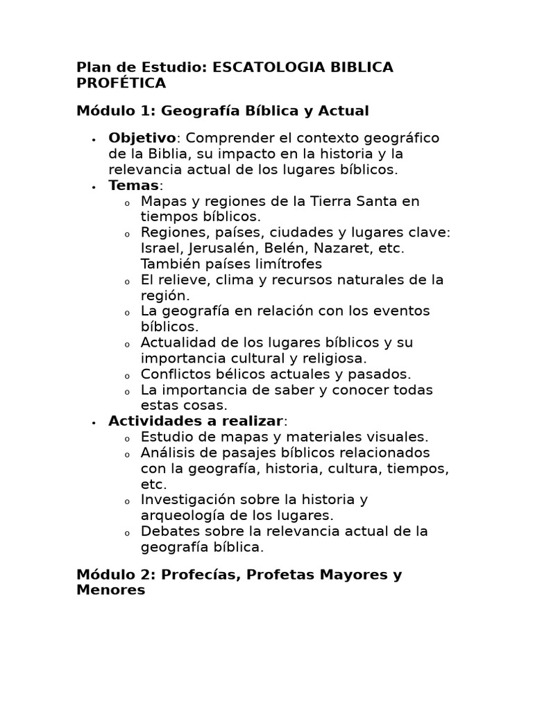 Plan Estudio de Escatologia Biblica Profética - Valeria Baza Polanco ...