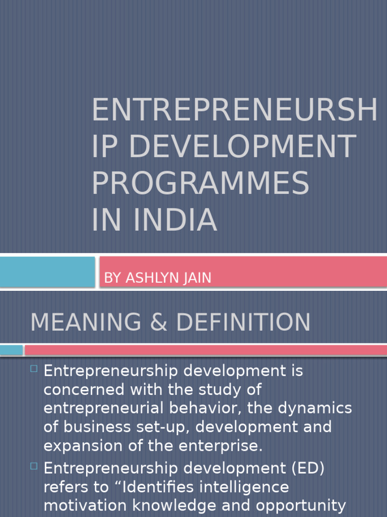 Entrepreneurship Development Programmes | PDF | Entrepreneurship ...