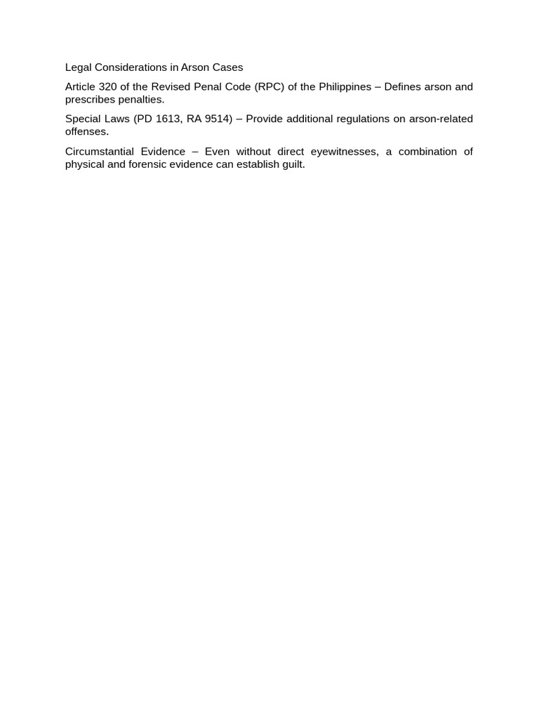 Legal Considerations in Arson Cases | PDF