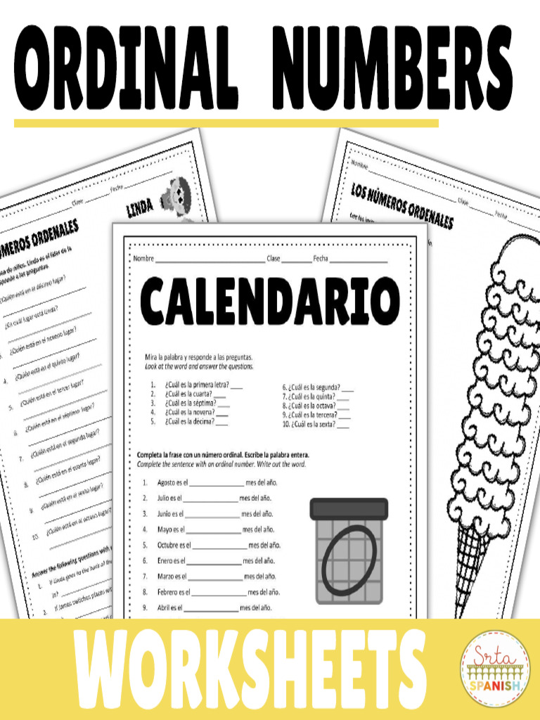 SpanishOrdinalNumbersLosNmerosOrdinalesenEspaolWorksheetsPractice 1 | PDF