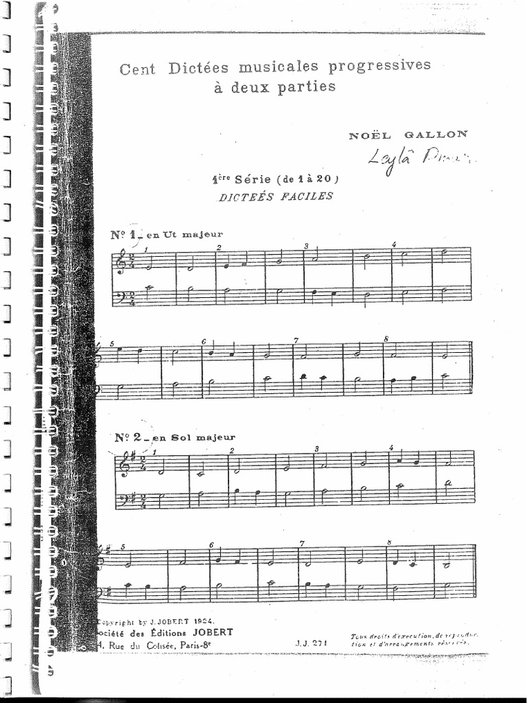 Noel Gallon - 100 dictees musicales progressives a 2 parties | PDF