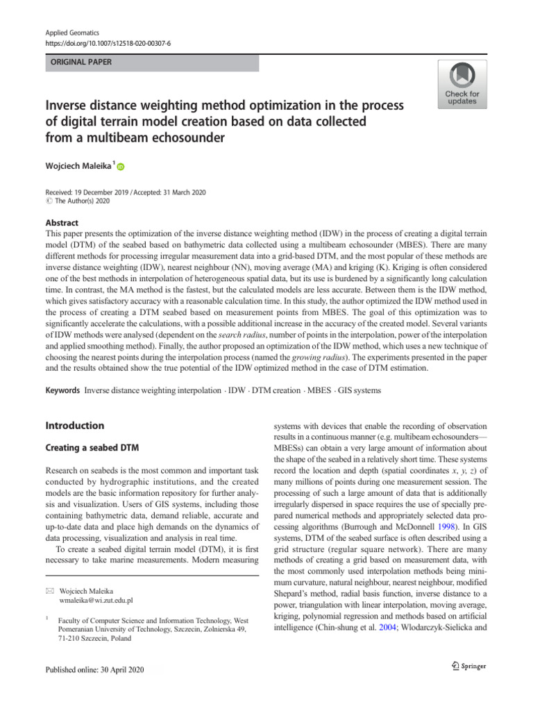 Inverse Distance Weighting Method Optimization in | PDF | Geographic Information System ...