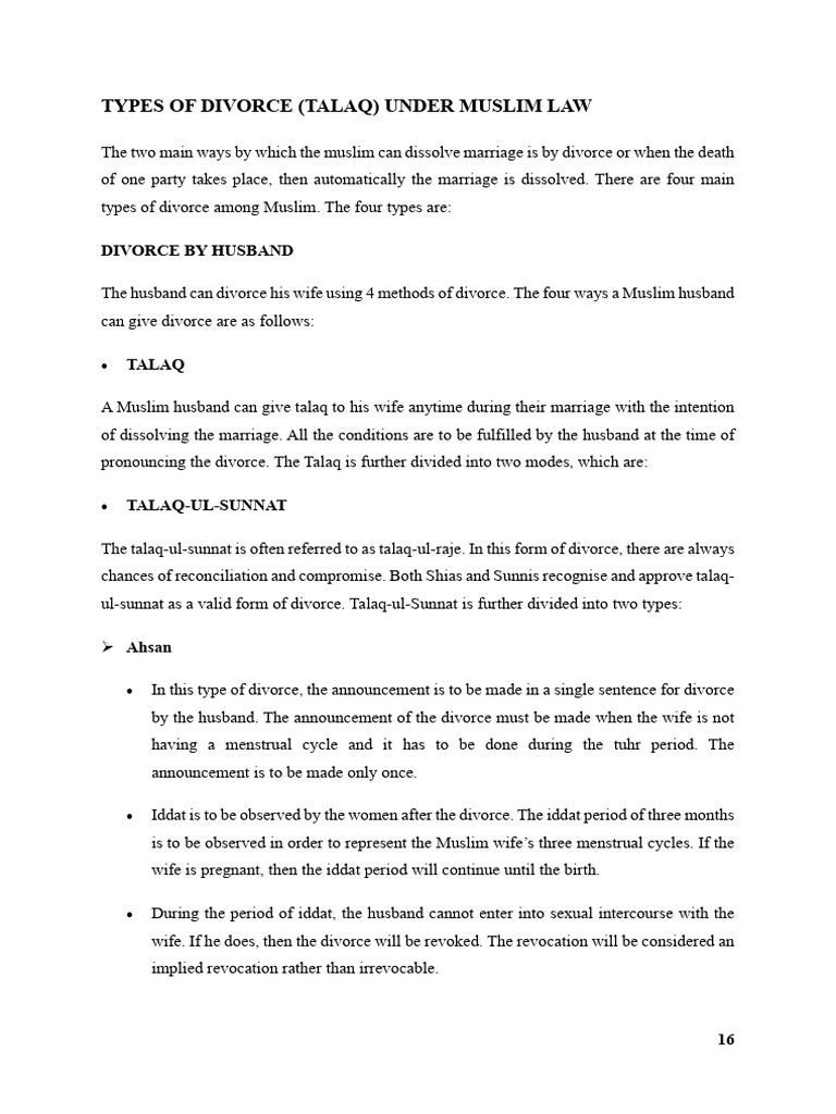 Types of Talaq in Muslim Law | PDF | Family Law | Marriage