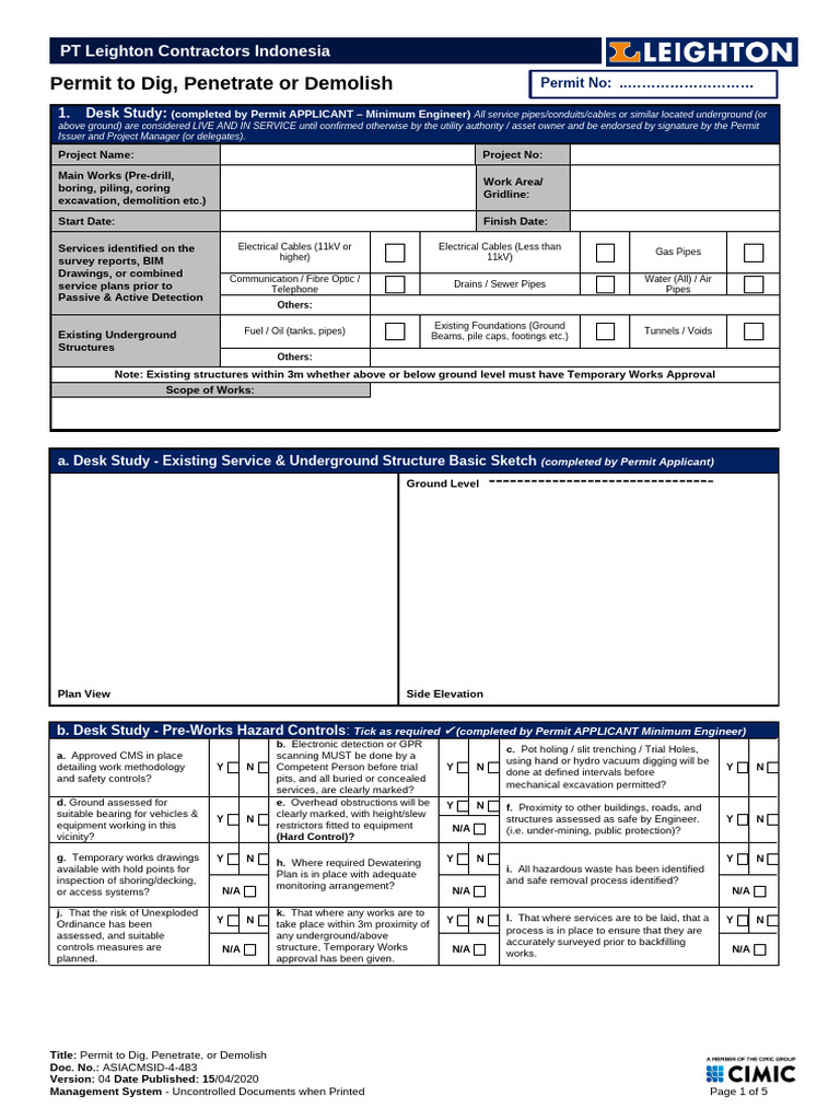 Permit To Dig, Penetrate or Demolish | PDF | Deep Foundation