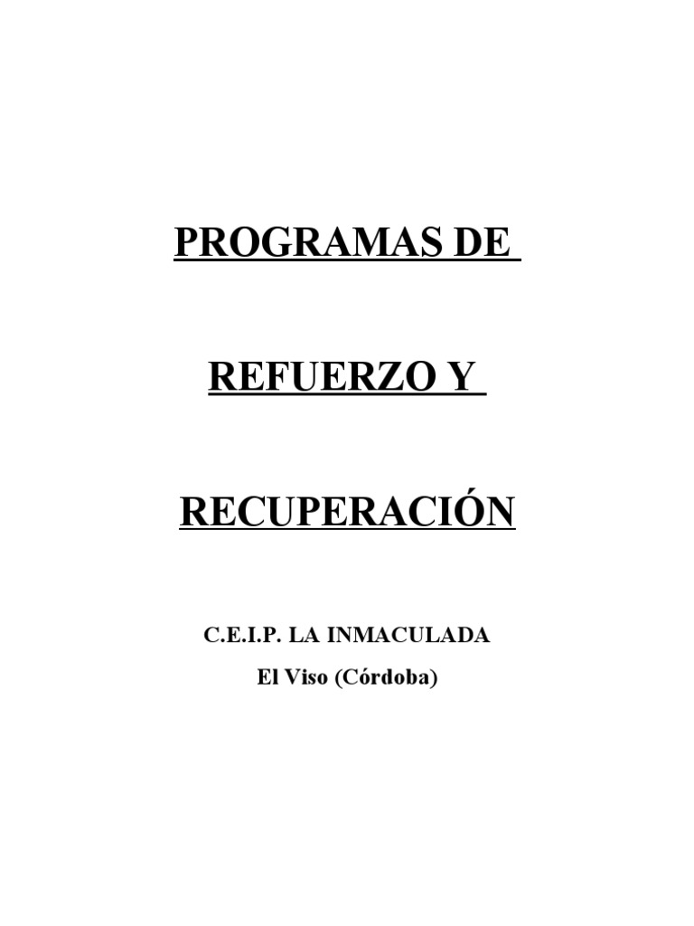 Programas de Refuerzo y Recuperacion | PDF | Evaluación | Educación ...