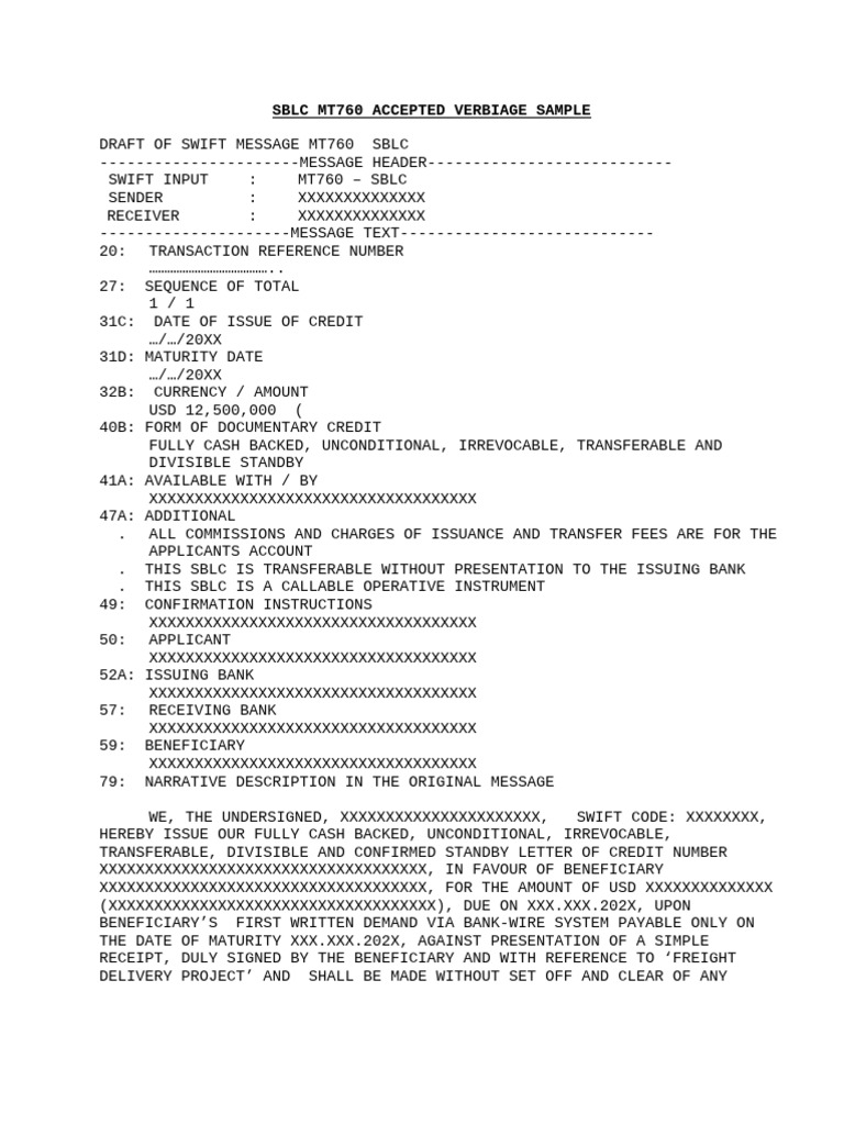 SBLC Verbiage Bank of China | PDF | Letter Of Credit | Personal Finance