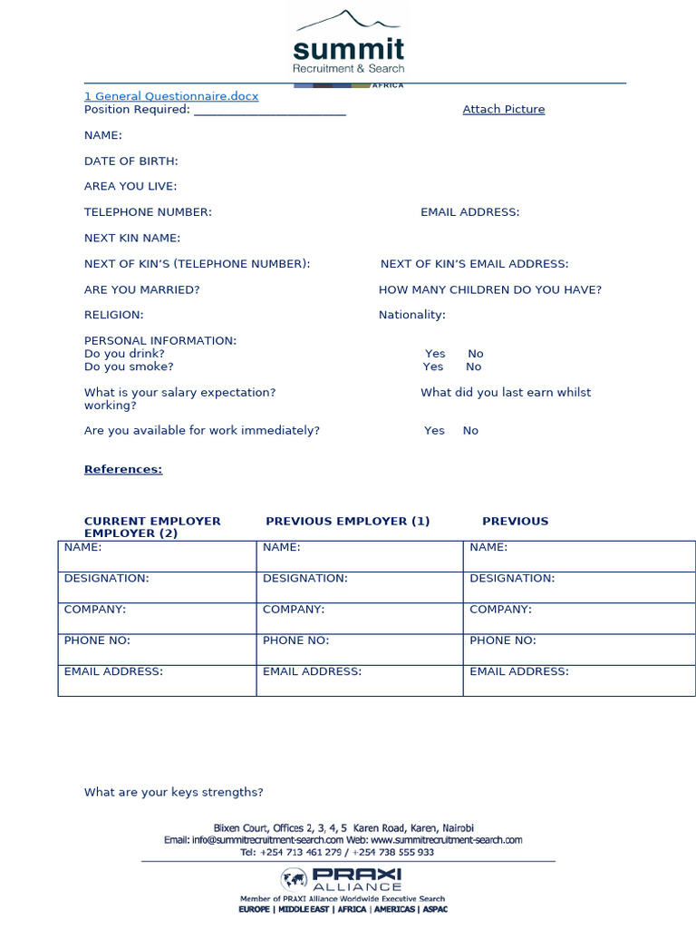 1 General Questionnaire | PDF