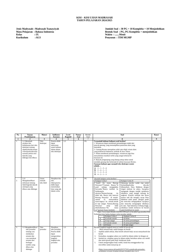 Kisi - Kisi Am KLS 9 Fiks | PDF