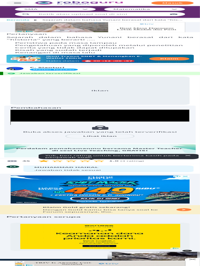 Sejarah Dalam Bahasa Yunani Berasal Dari Kata His | PDF