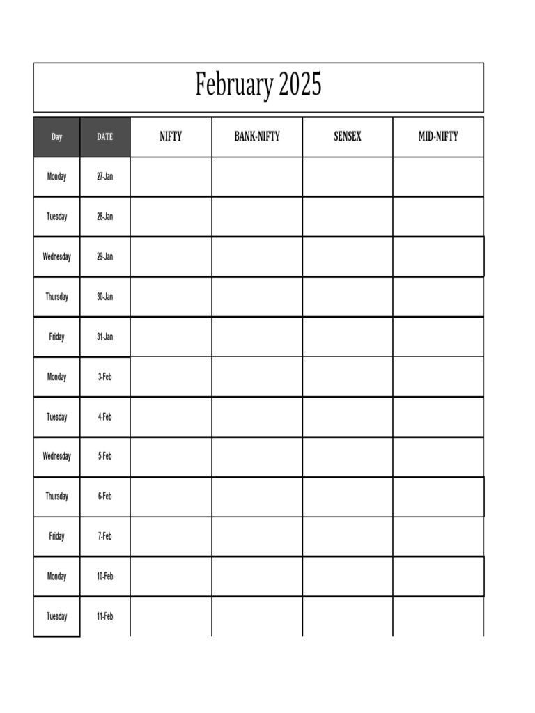 February 2025 Stock Market Calendar | PDF