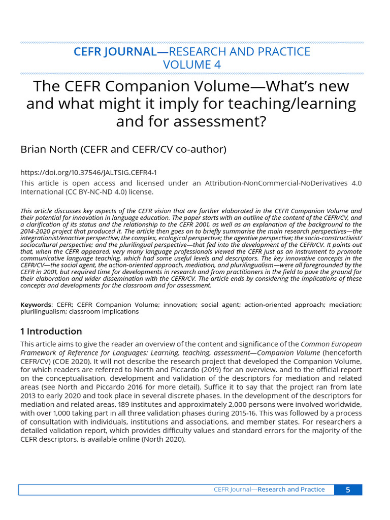 CEFRJournal-4-1 D North 2021 | PDF | Learning | Human Communication