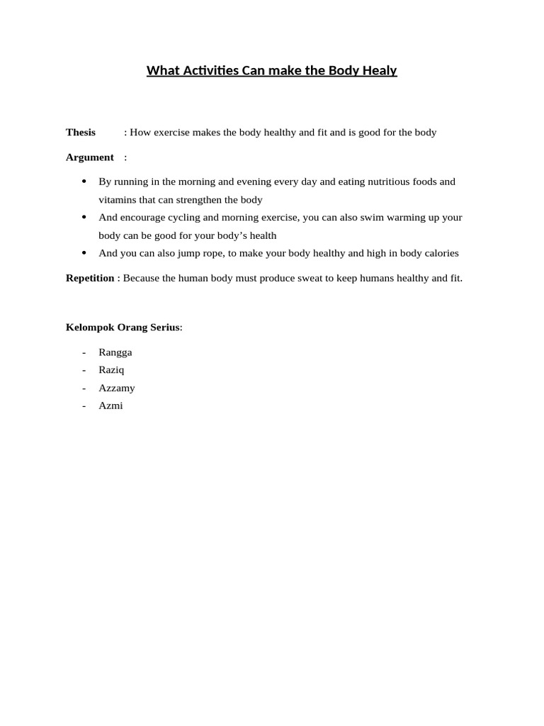 What Activities Can Make The Body Healy | PDF
