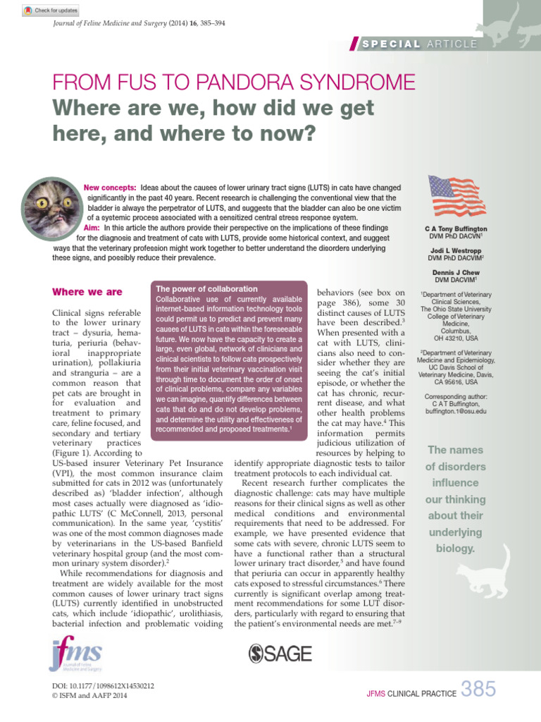 Tony Buffington Et Al 2014 From Fus To Pandora Syndrome Where Are We ...