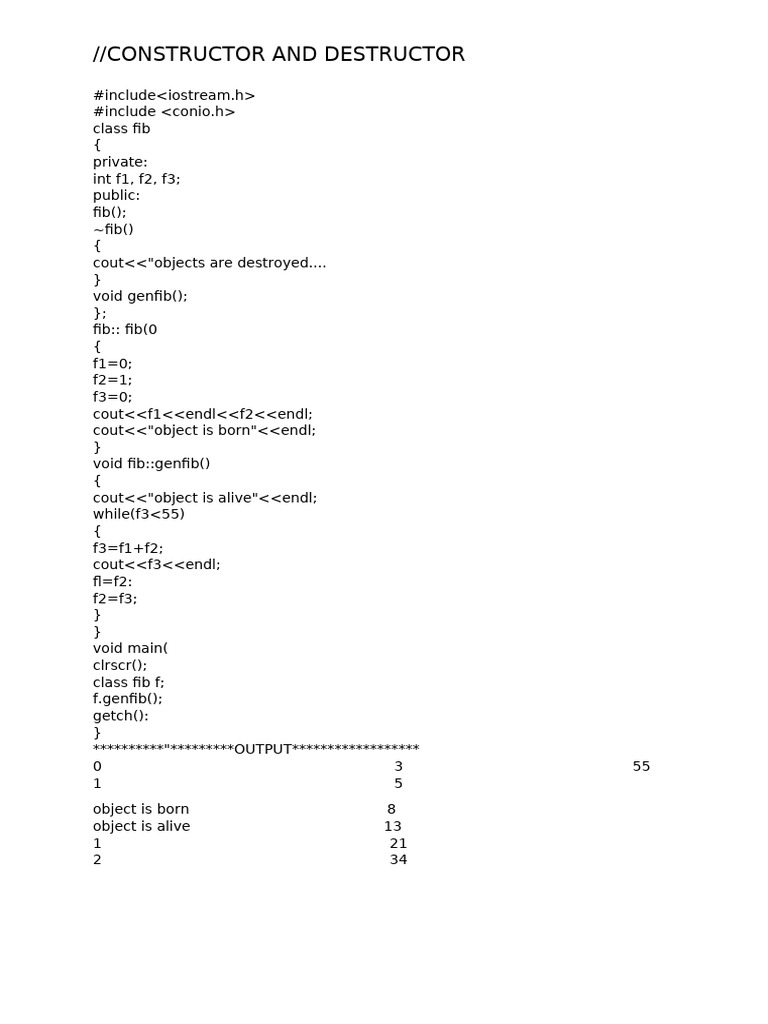 Class 9 English Digest: Constructors & Destructors | PDF