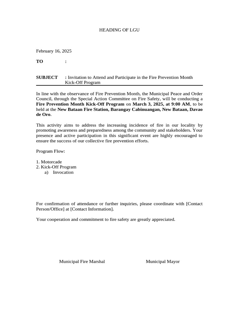 Fire Prevention Month Kick-Off Invitation | PDF