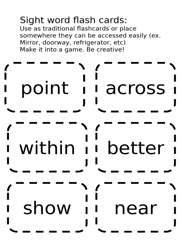 Sight Word Flashcards Guide | PDF | Flashcard | Learning Methods