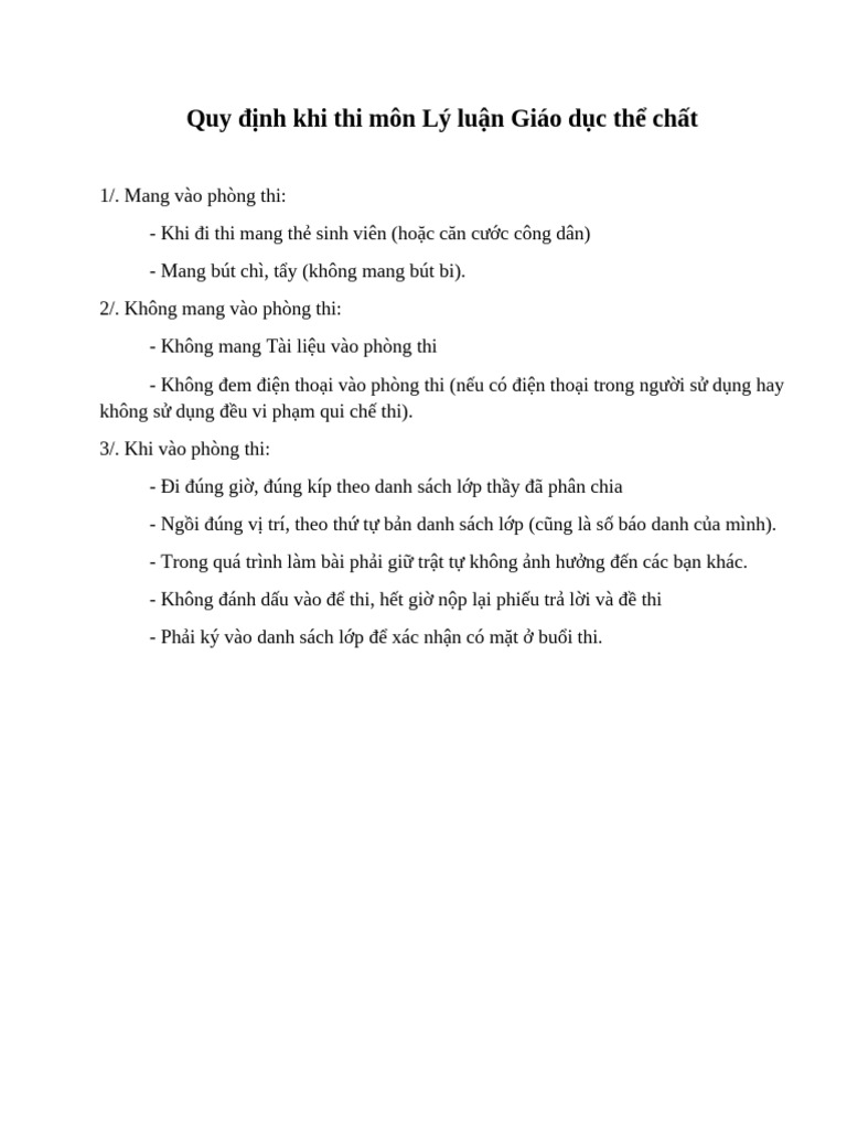 Qui Chế Thi Lý Luận GDTC | PDF