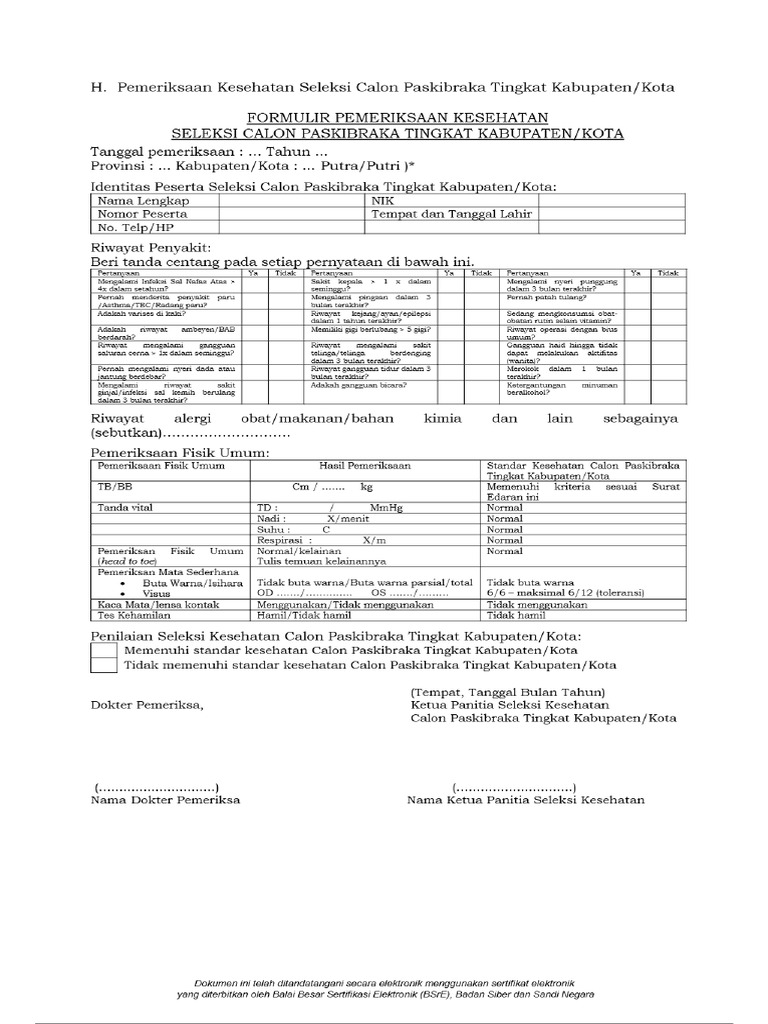 Formulir Pemeriksaan Kesehatan | PDF