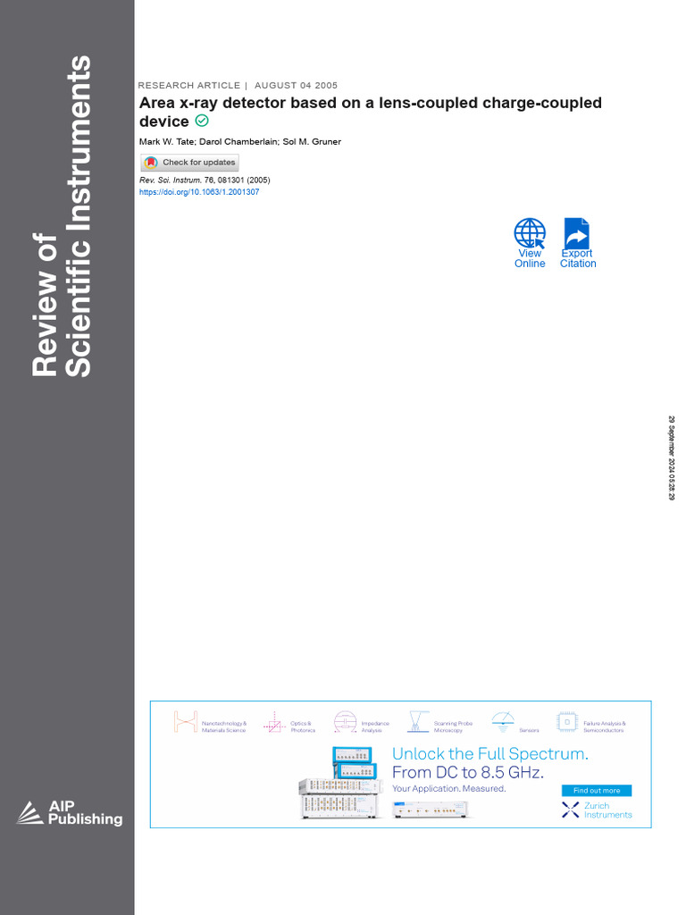 Area x-ray detector based on a lens-coupled charge-coupled device | PDF | Camera Lens | Charge ...