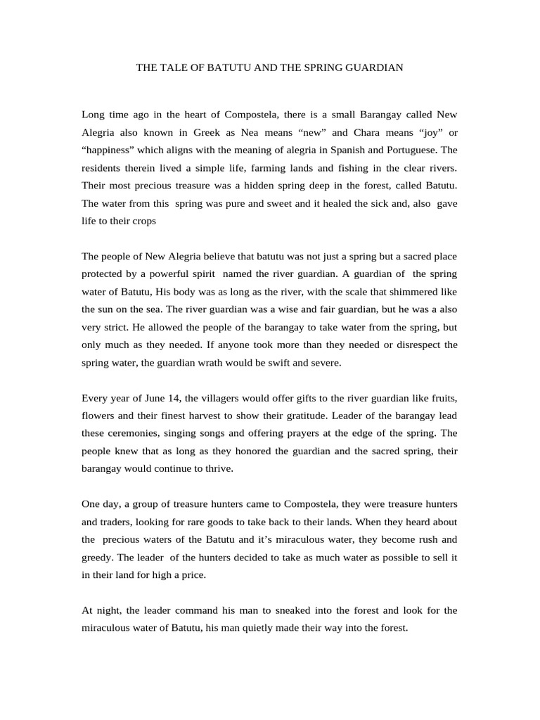 THE TALE OF BATUTU AND THE SPRING GUARDIAN | PDF