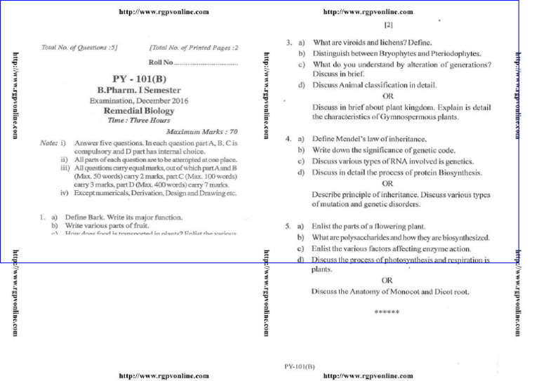 py-101(b)-remedial-biology-dec-2016 | PDF
