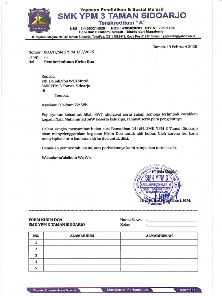 Pemberitahuan Kirim Doa | PDF