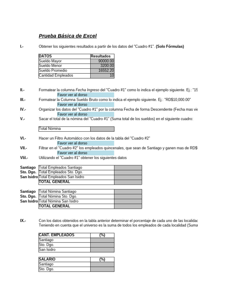 Prueba de Excel | PDF