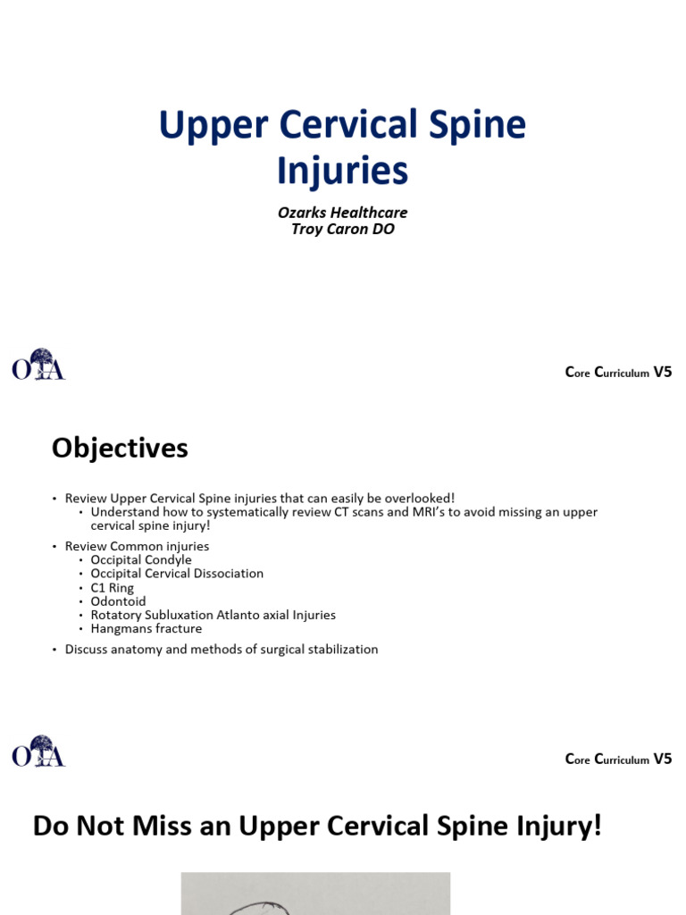 Upper Cervical Spine Injury Overview | PDF | Vertebra | Skeletal System
