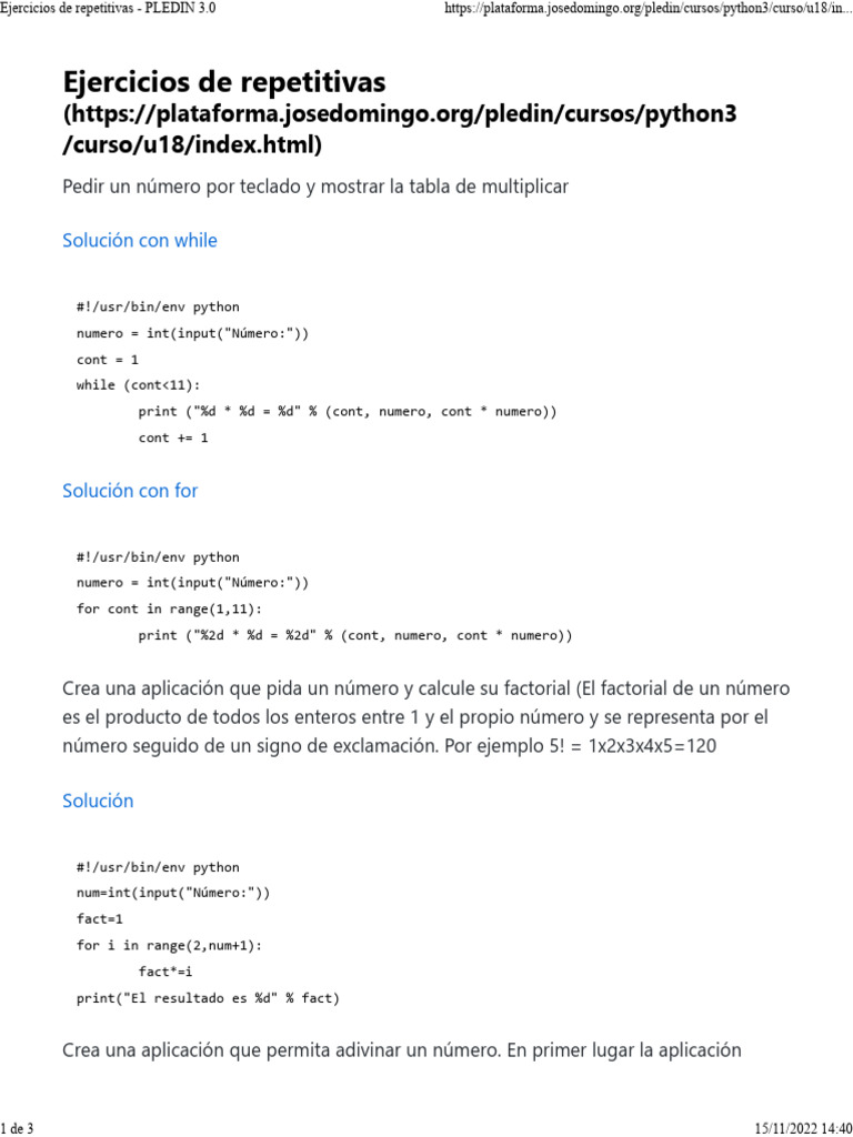ejercicios resueltos en phyton - estructura para iterar | PDF | Python ...