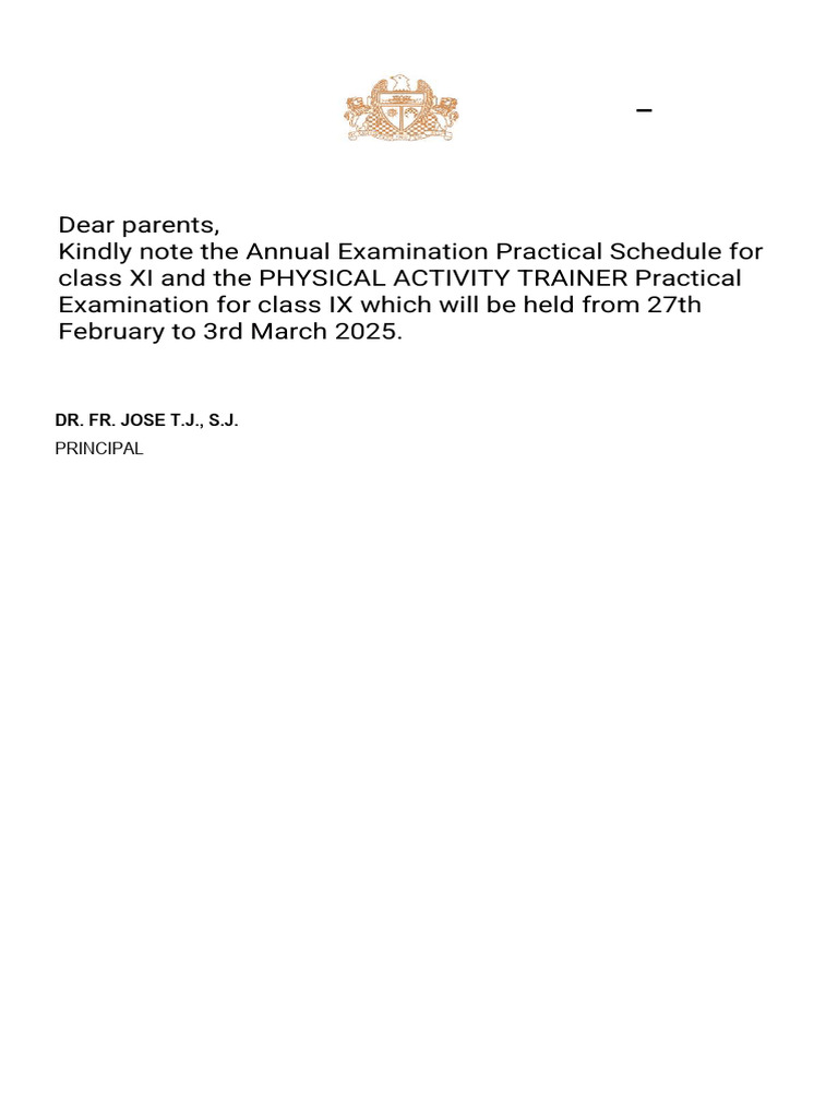 Practical Exam Schedule | PDF | Science