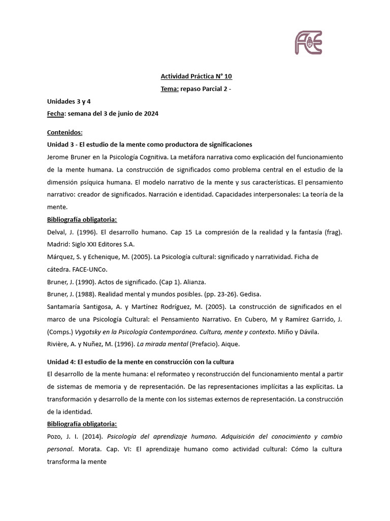Repaso de Psicología Cognitiva: Unidades 3 y 4 | PDF | Mente | Sicología