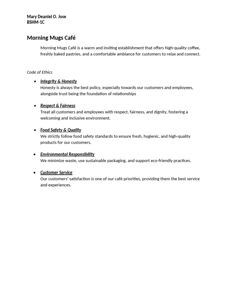 Morning Mugs Café | PDF