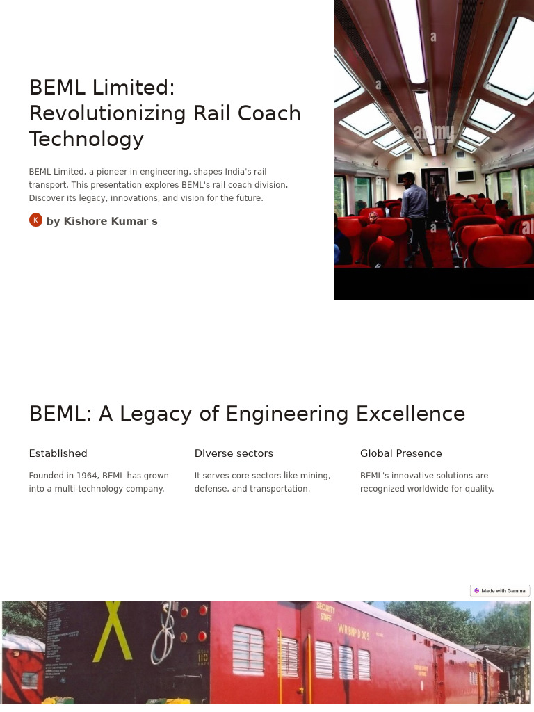 BEML-Limited-Revolutionizing-Rail-Coach-Technology | PDF | Rail ...