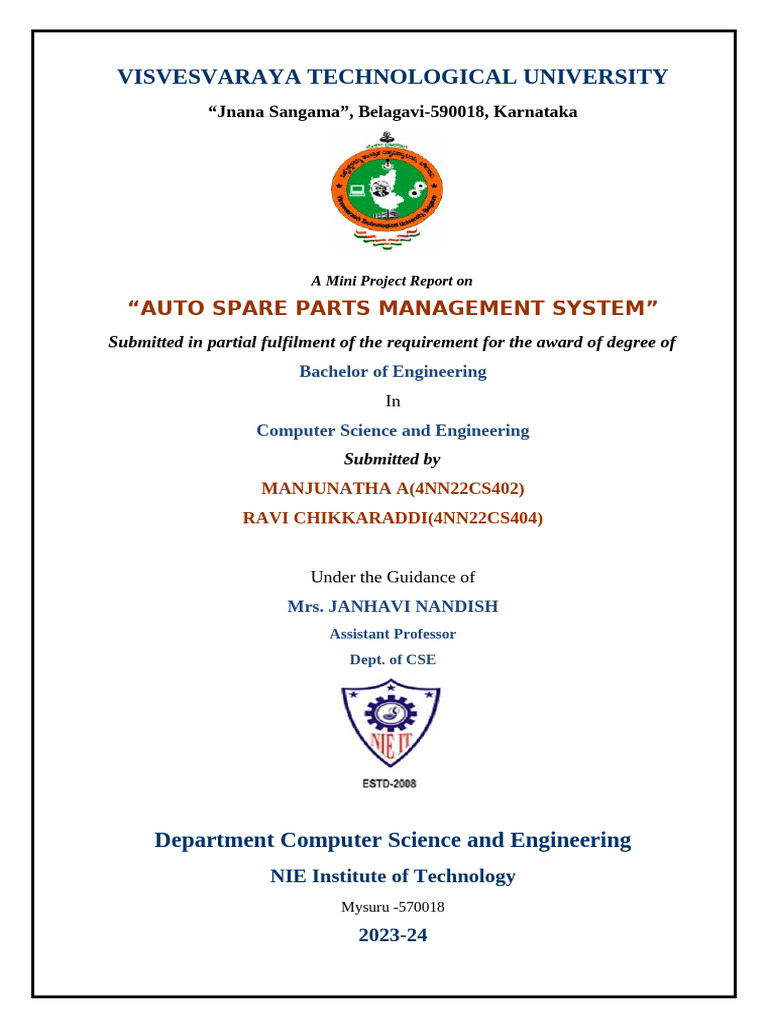 Auto Spare Parts Management System Report | PDF | Computing ...