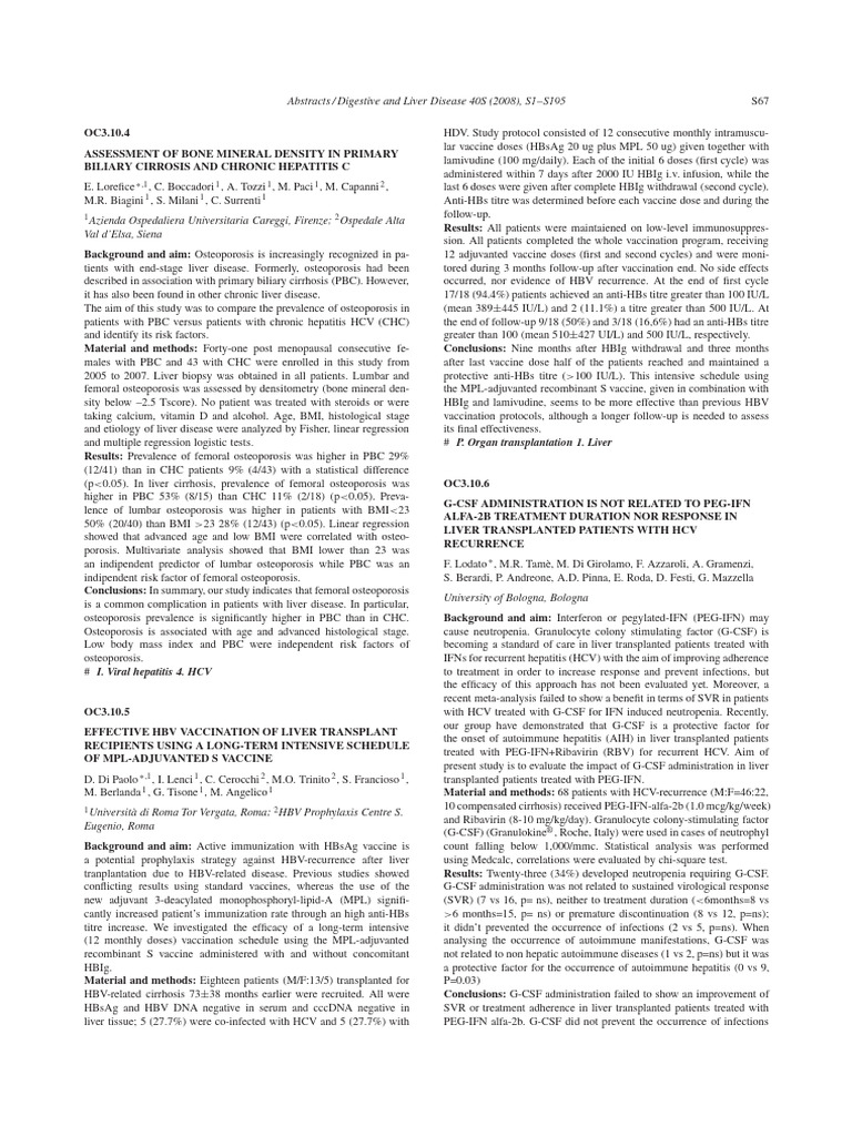 OC3 10 6 G CSF ADMINISTRATION IS NOT RELATED TO PEG IFN ALFA - 2008 - Digestive | PDF ...