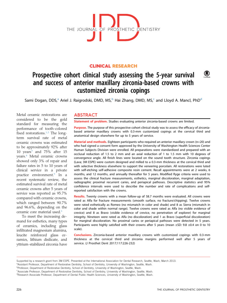Prospective Cohort Clinical Study Assessing The 5 Year Su - 2017 - The ...
