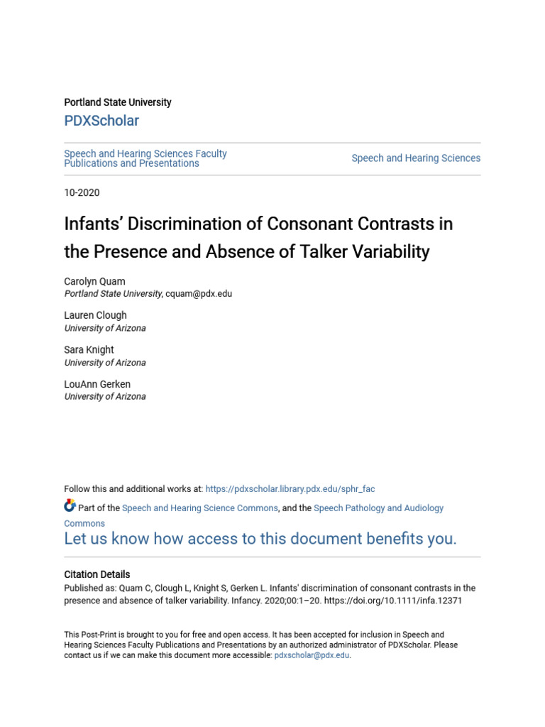 Infants - Discrimination of Consonant Contrasts in The Presence An ...