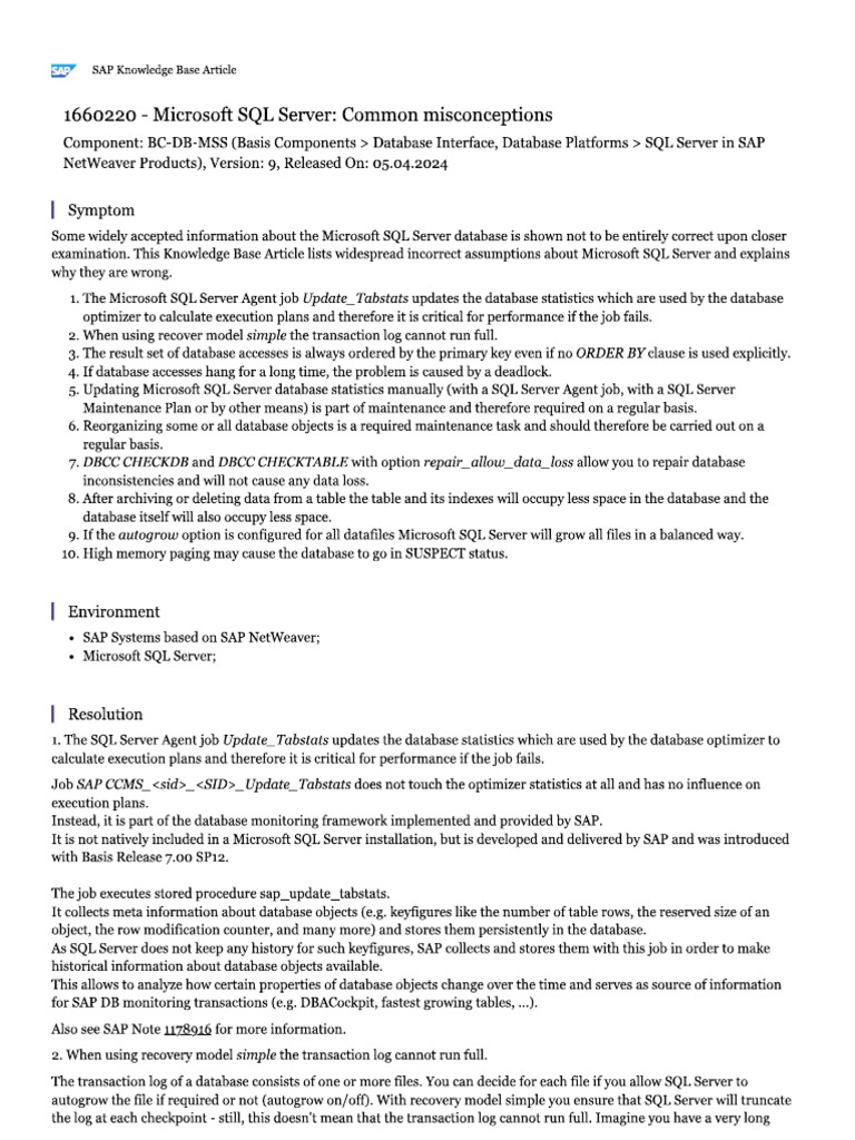 Microsoft SQL Server - Common Misconceptions | PDF