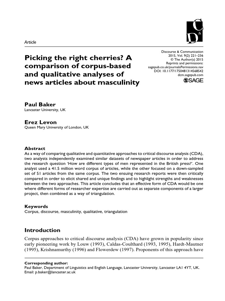 Picking The Right Cherries - A Comparison of Corpus-Based and Qualitative Analyses of News ...