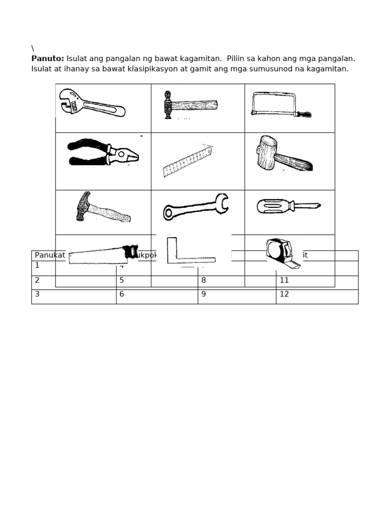 MGA KASANGKAPAN SA PAGGAWA _SEATWORK | PDF