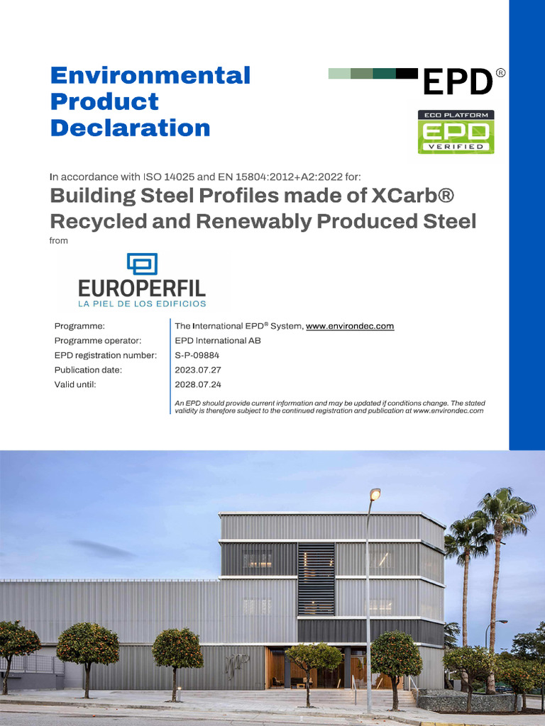 S-P-09884 - EPD BUILDING SHEET PROFILES XCarb RRP - Europerfil | PDF