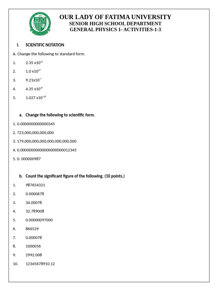 General Physics I-Activities | PDF | Euclidean Vector | Significant Figures