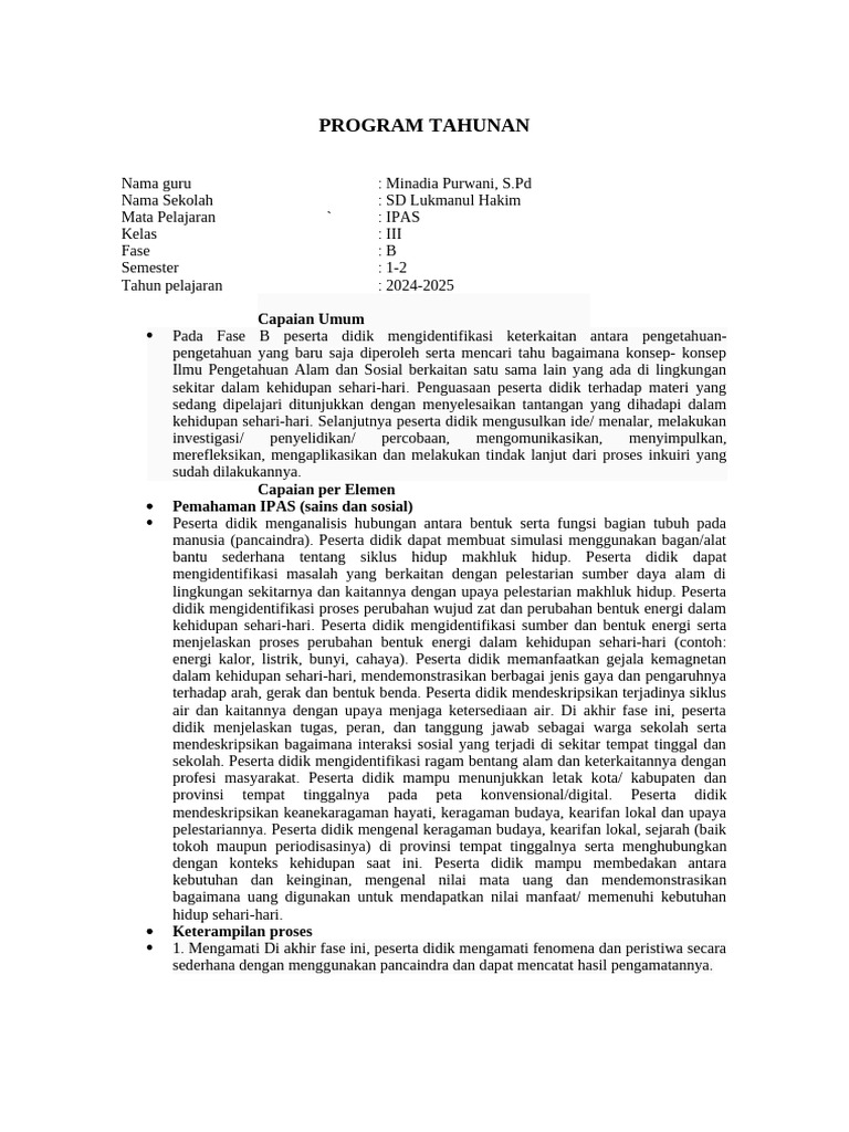 PROGRAM TAHUNAN - PROGRAM SEMESTER | PDF