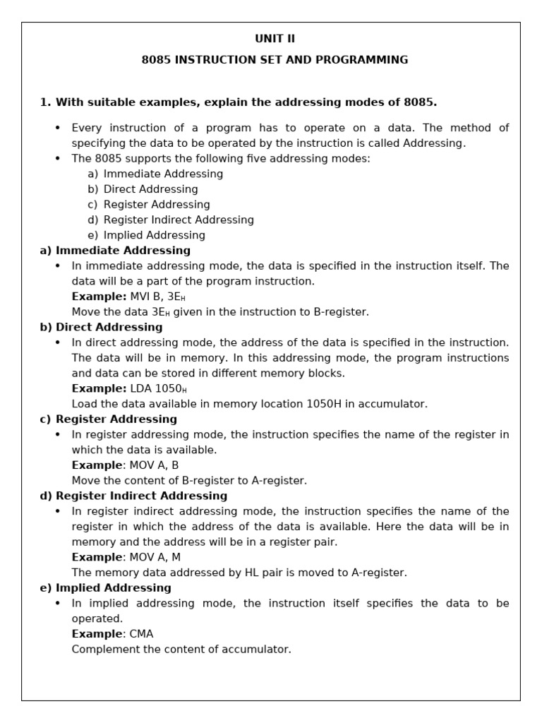 8085 Instruction Set And Programming Pdf Binary Coded Decimal 1790