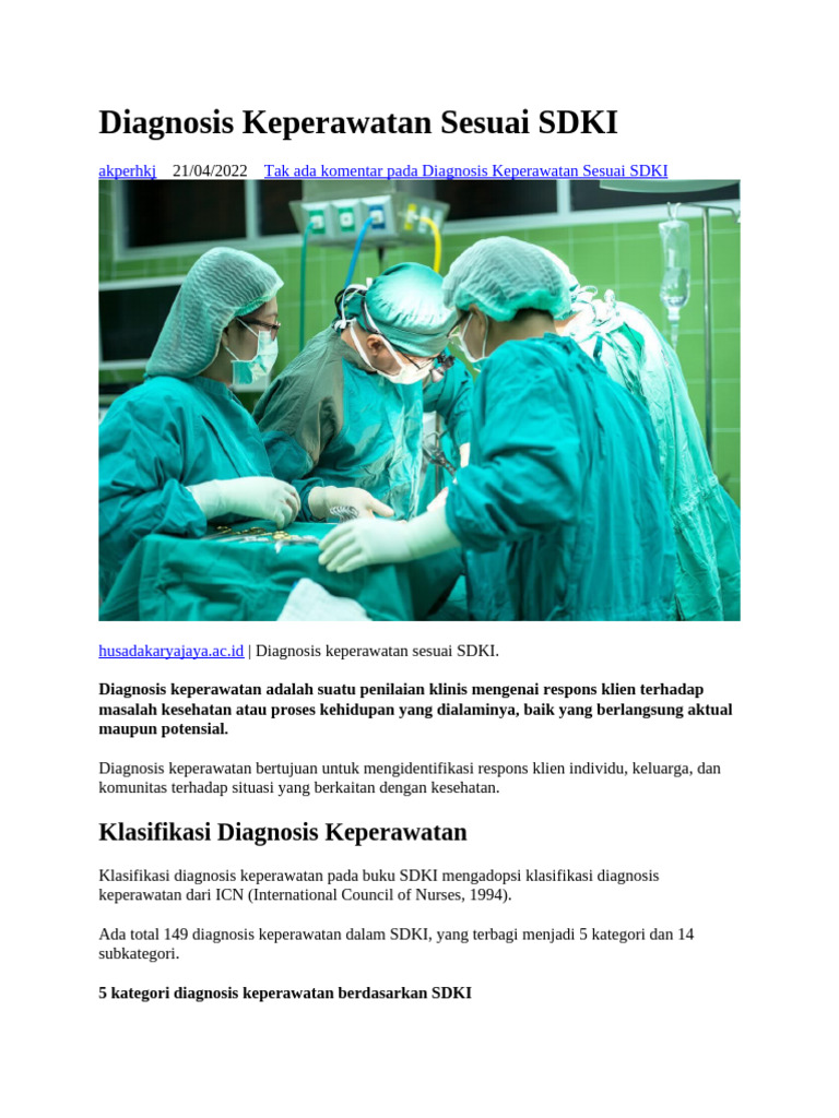 Diagnosis Keperawatan Sesuai SDKI | PDF